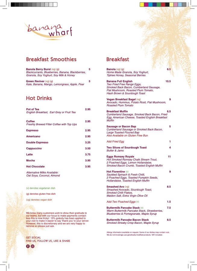 Menus – Banana Wharf